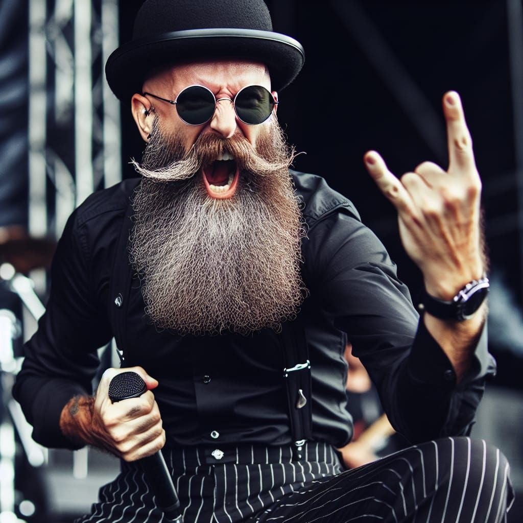 Heavy Metal Rocker Shreds on Stage with Zealous En... - AI Art