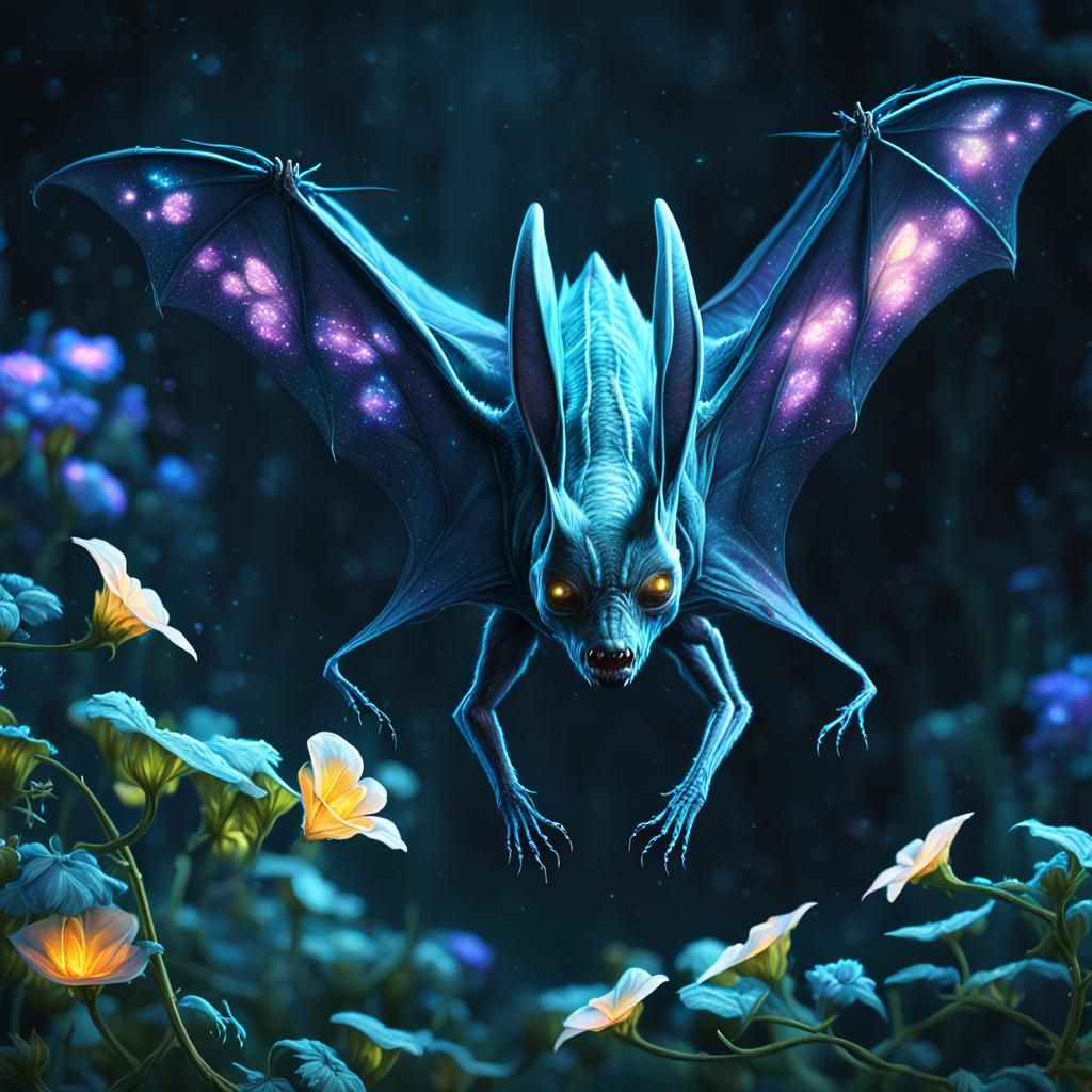 bioluminescent alien bat - AI Generated Artwork - NightCafe Creator