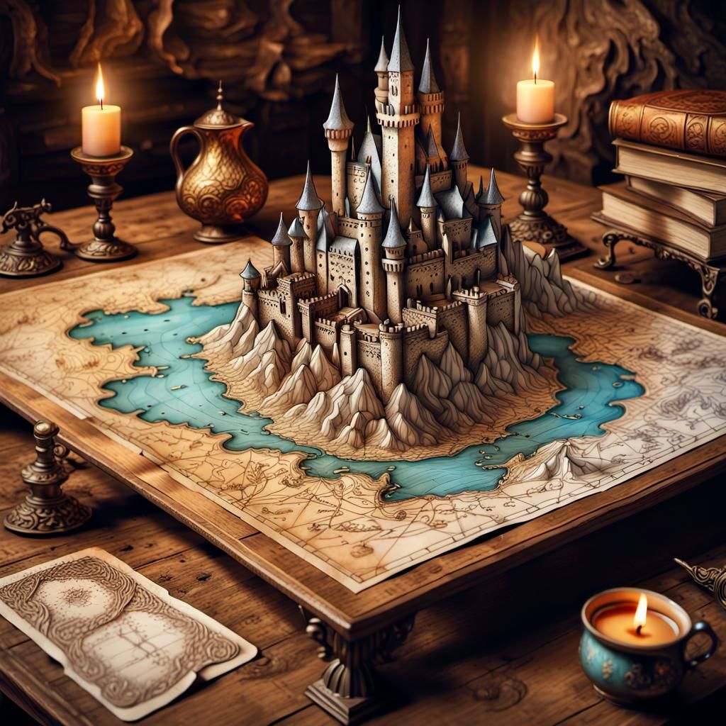 vintage cartography calligraphy ink sketch Medieval (magic fantasy map ...