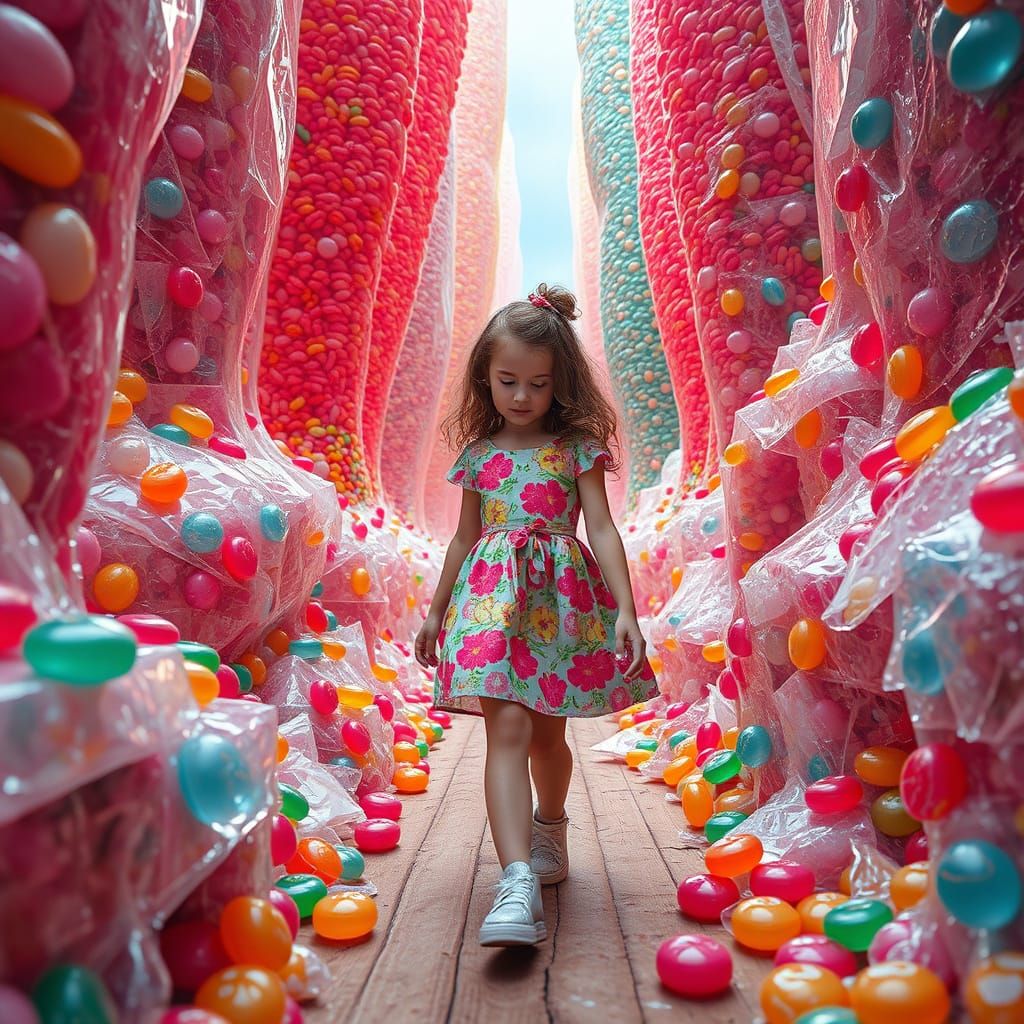 National Gumdrop Day - Whimsical Girl Walks Through a Fantas...