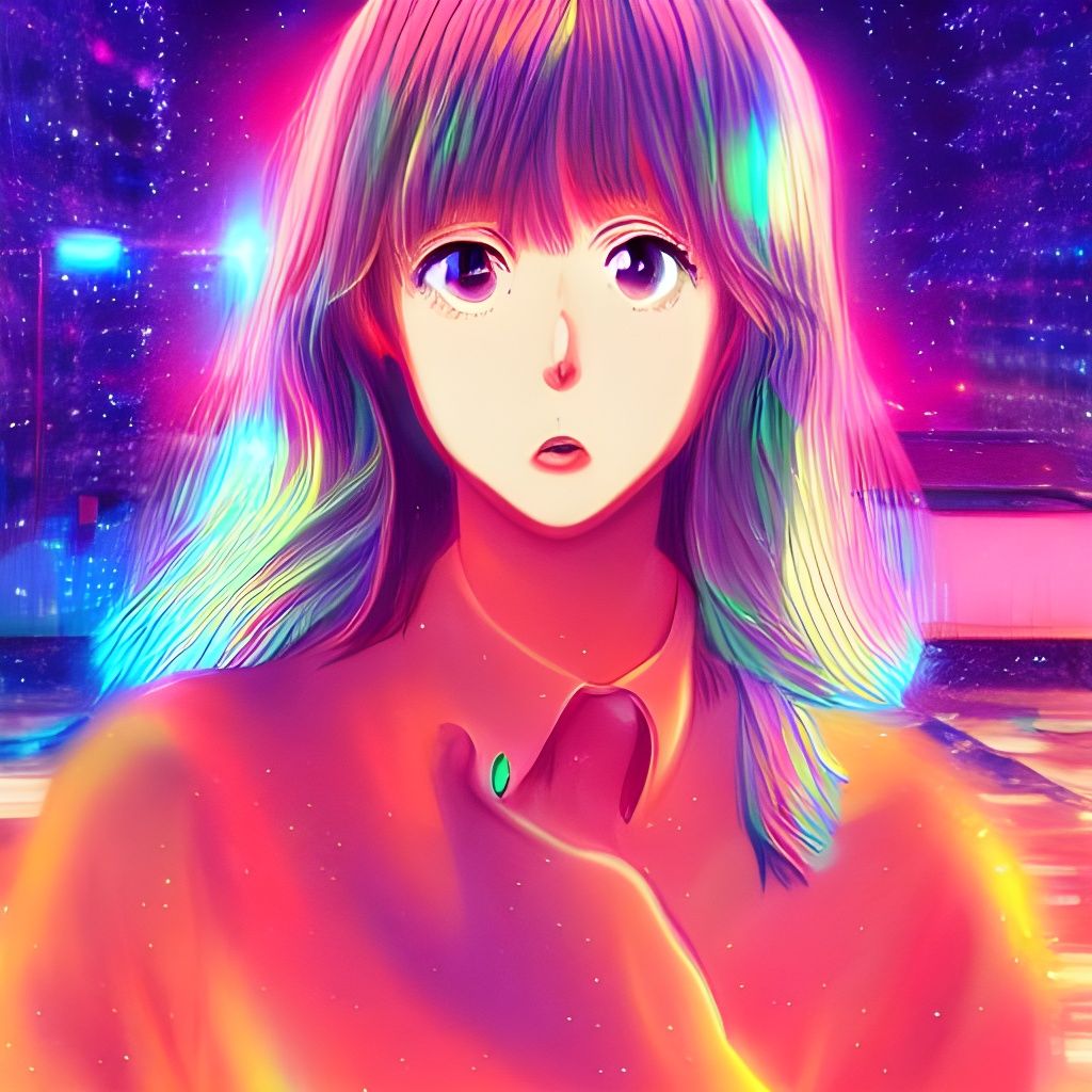 City pop anime realistic - Cosmic Cityscape in Vibrant Anime...