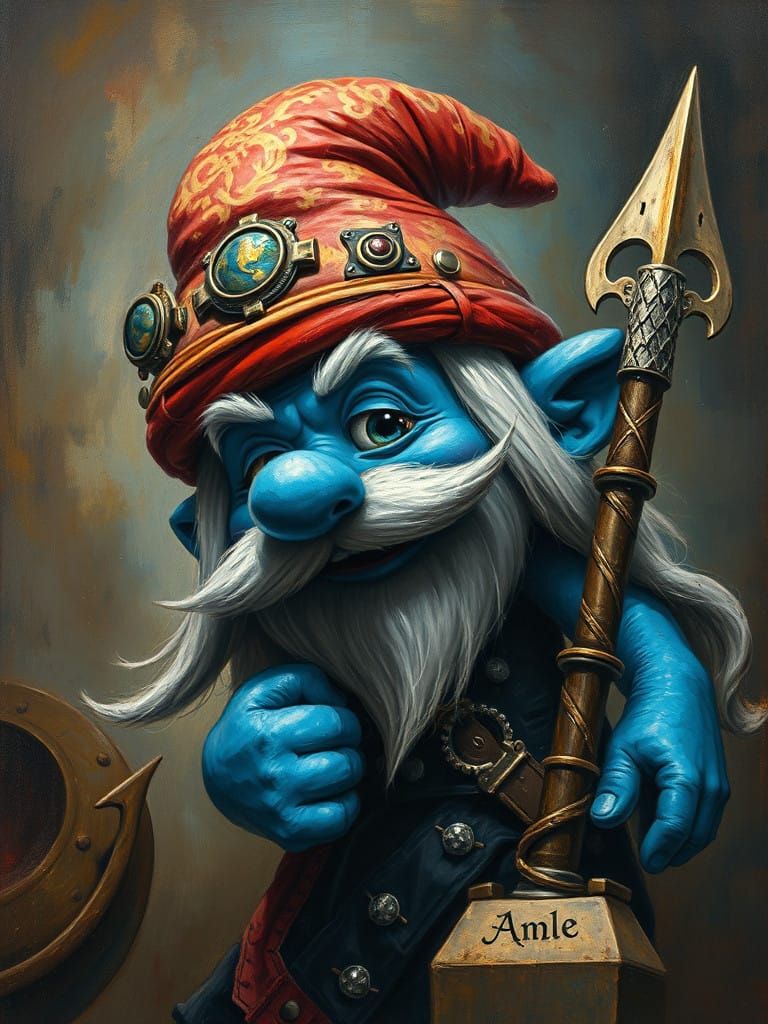 Grunge Smurf Oil Painting in Steampunk Style - AI Art