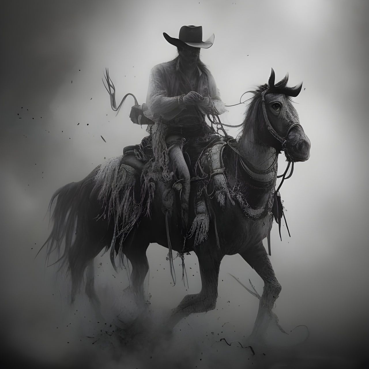 Cowboy bw#2 - AI Generated Artwork - NightCafe Creator