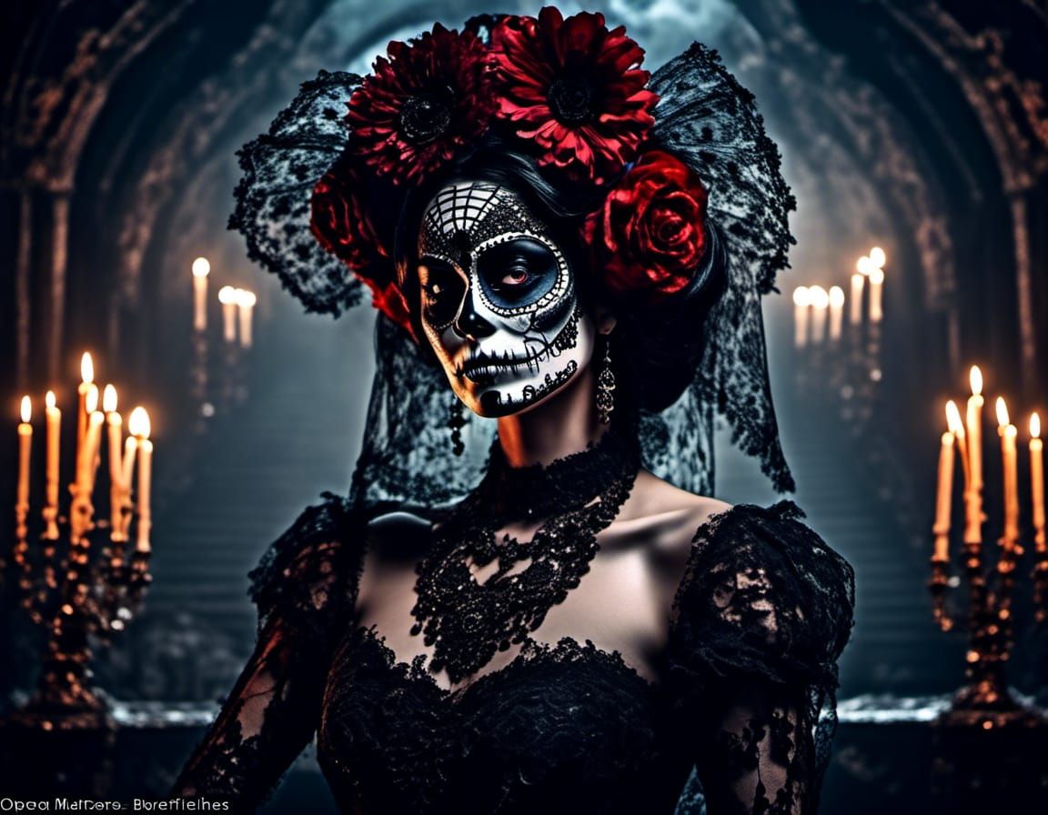 "the opera singer" día de los muertos woman portrait overgrown haunted ...