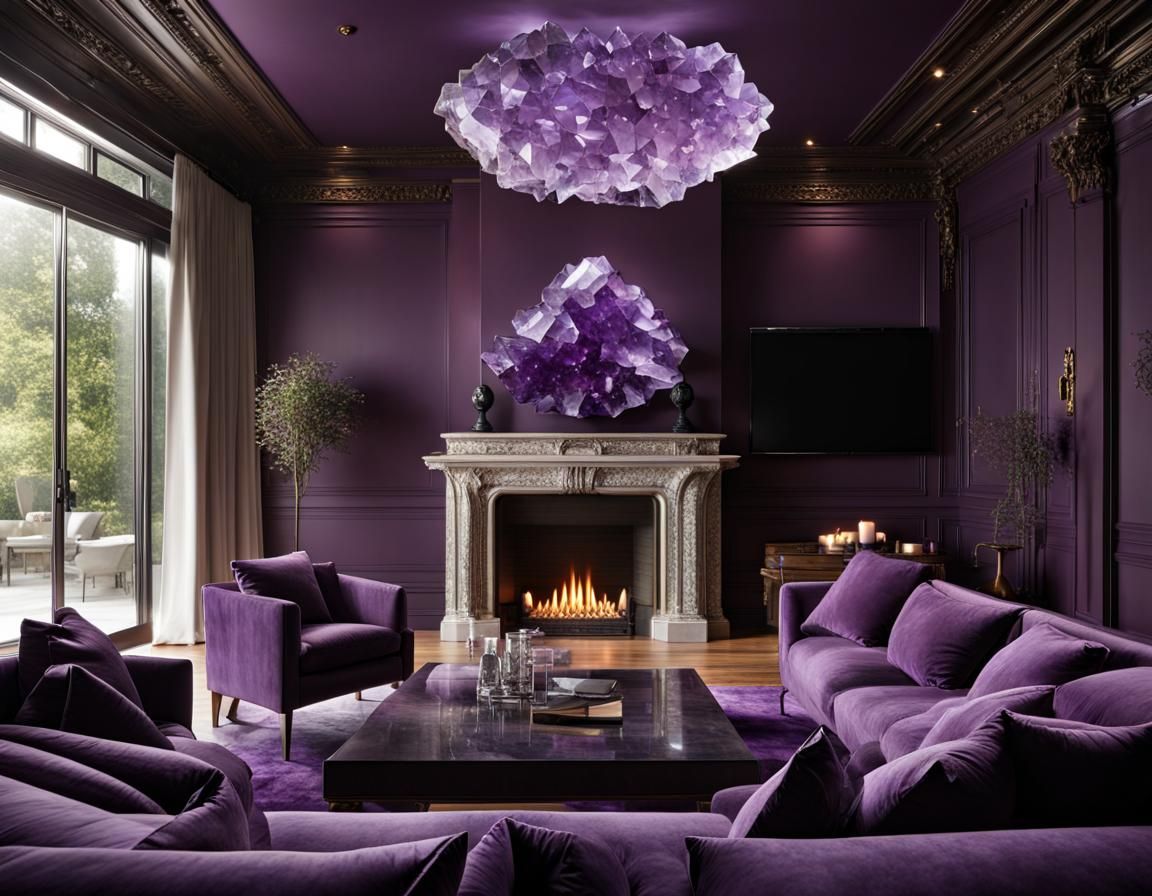 Amethyst Living Room, v2 - AI Generated Artwork - NightCafe Creator