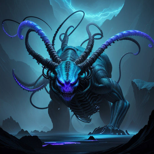 Ethereal Creature Emerge from Iridescent Clouds in... - AI Art