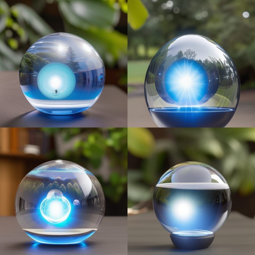 a large single spherical orb in suspended animation containing a clear ...