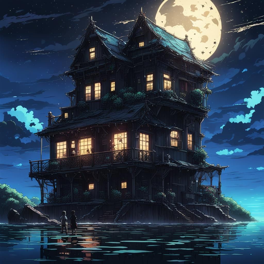 A multi-storey rickety old house - AI Generated Artwork - NightCafe Creator