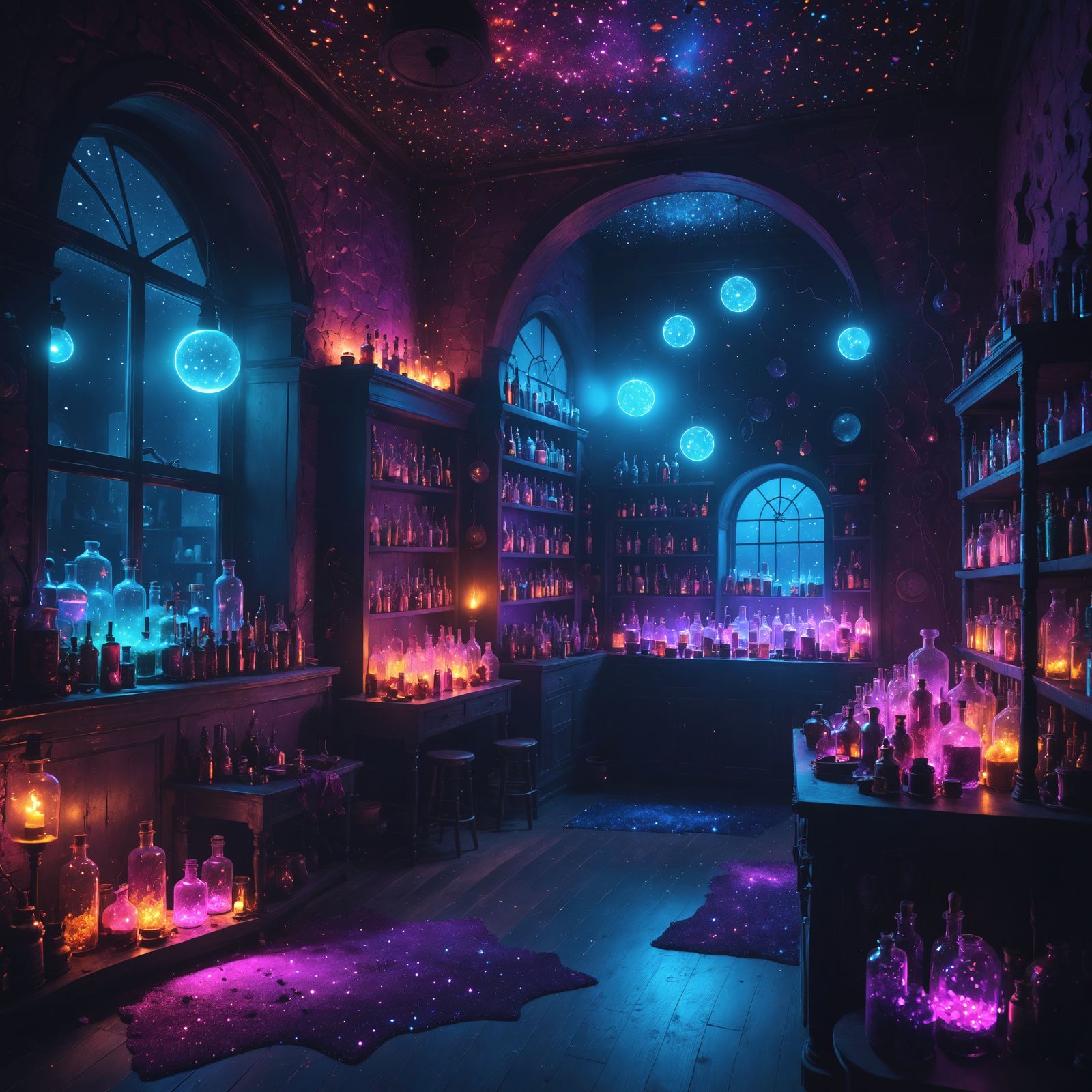 Potions - Whimsical Neon Magic Potion Laboratory