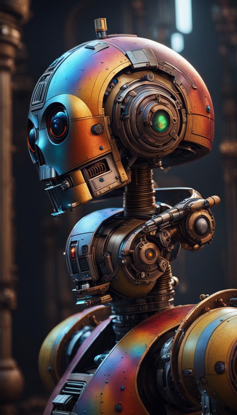 Portrait of a droid. HD, colourfull, detailed, shadow - AI Generated ...