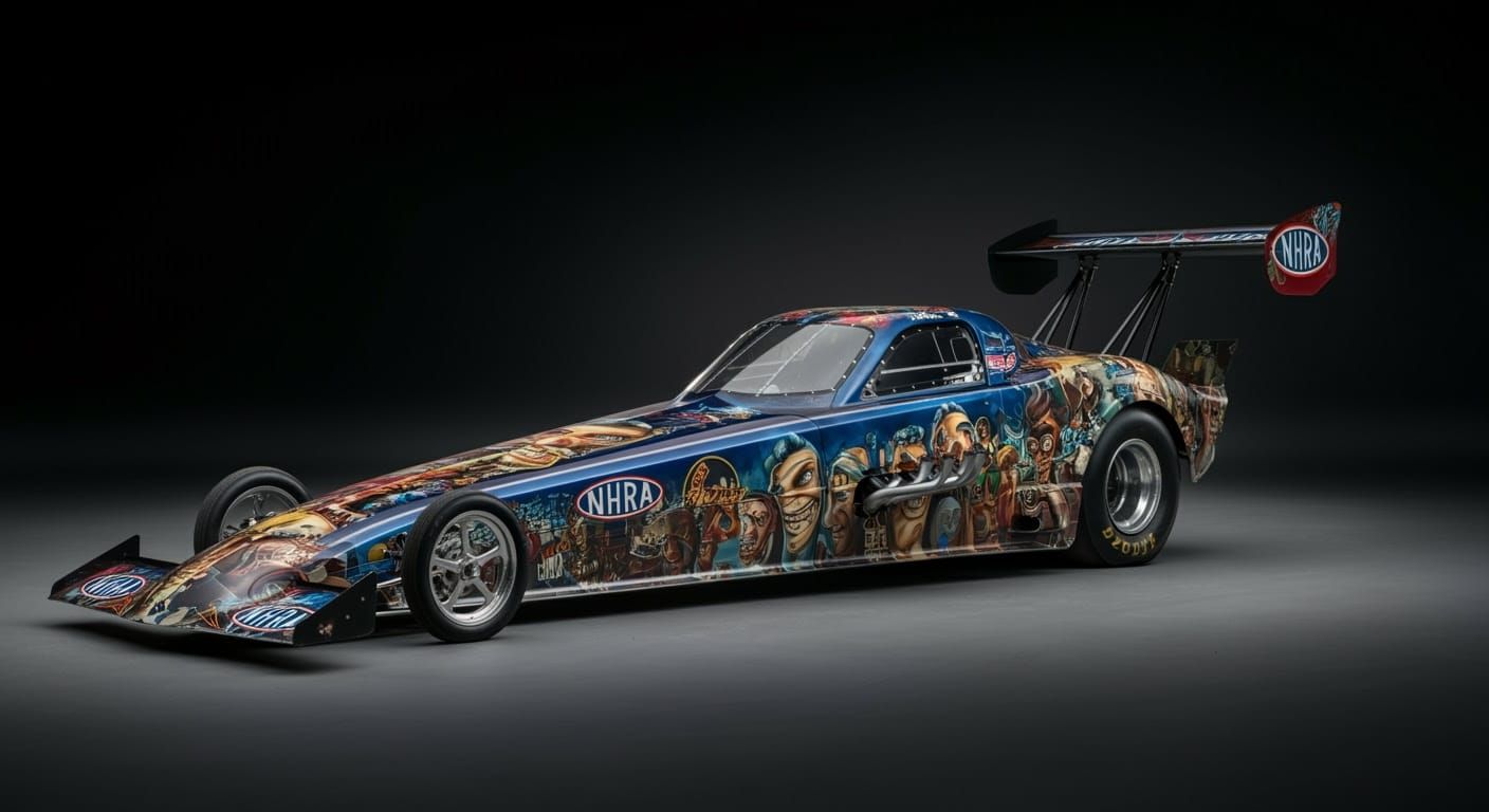 Retro Futuristic Dragster Concept Car in Classic F... - AI Art