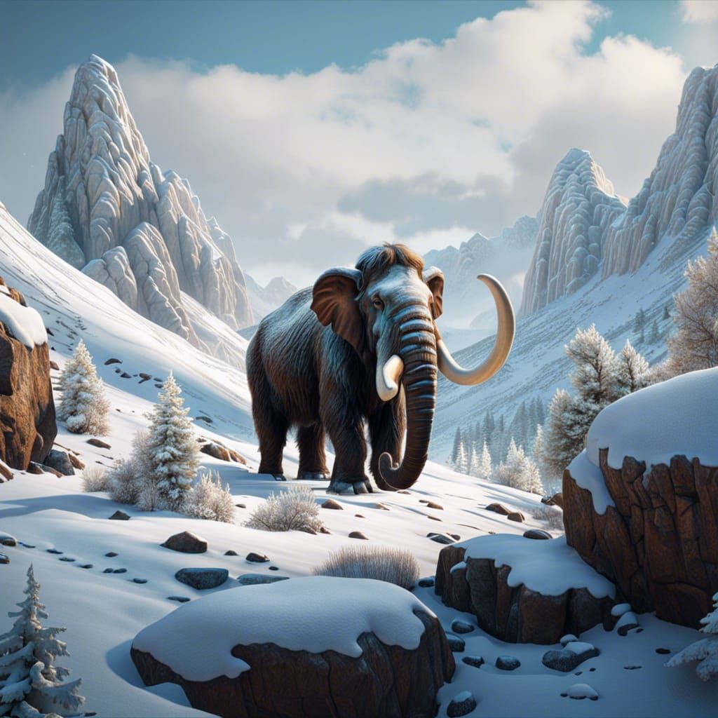 snowy mammoth - AI Generated Artwork - NightCafe Creator
