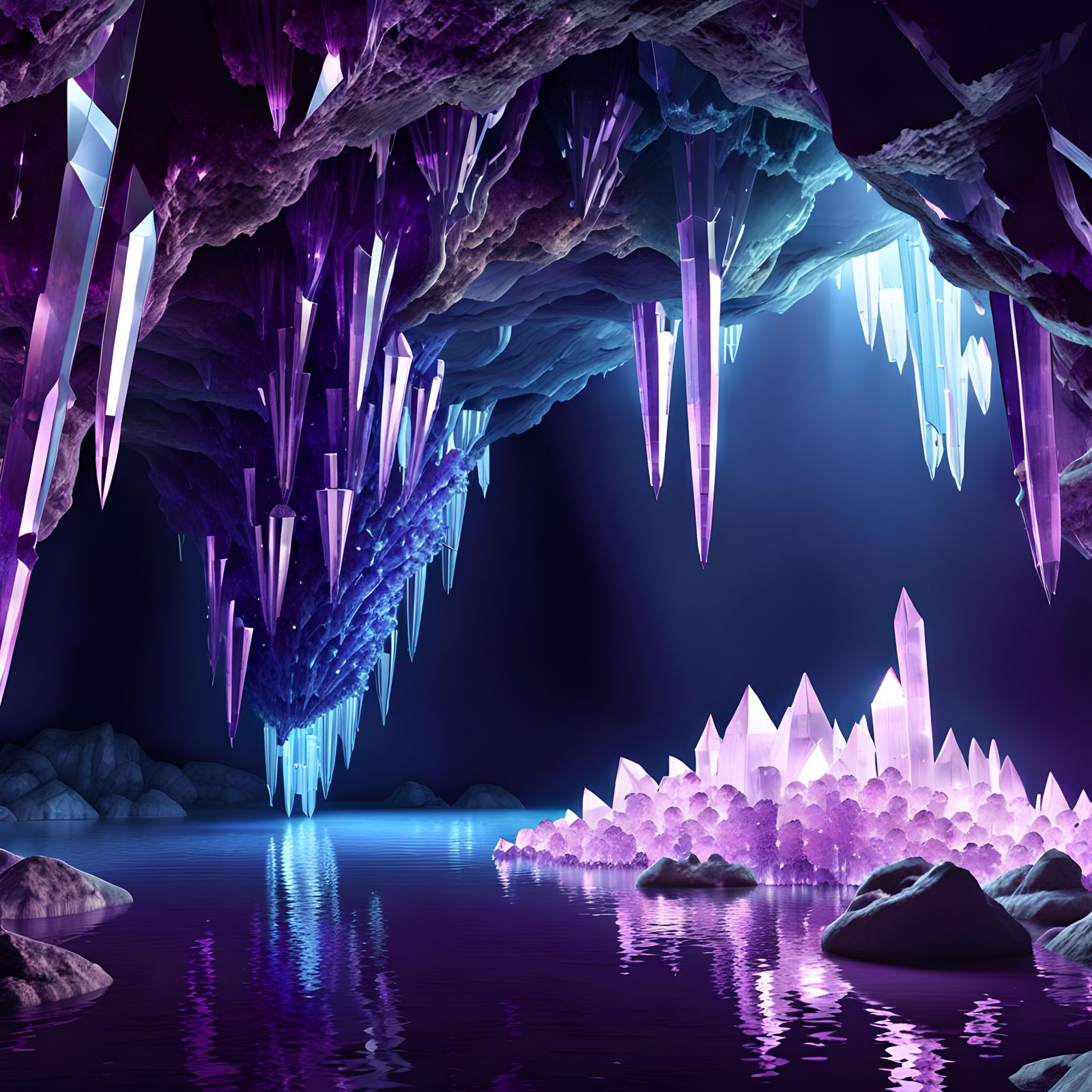 Lustrous Depths: The Sapphire and Amethyst Grotto - AI Generated ...