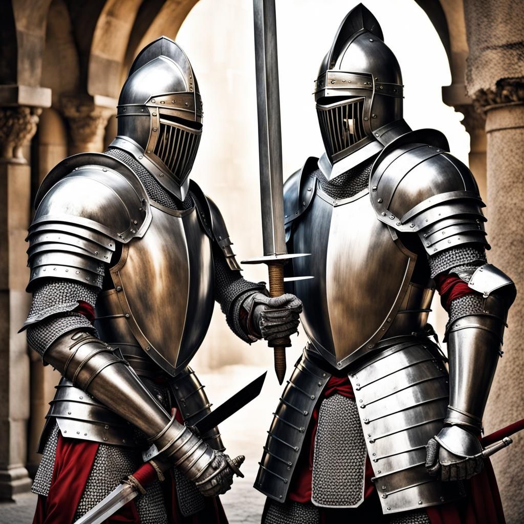Two knights wearing armor, degrading themselves FERVOROUSLY, but only ...