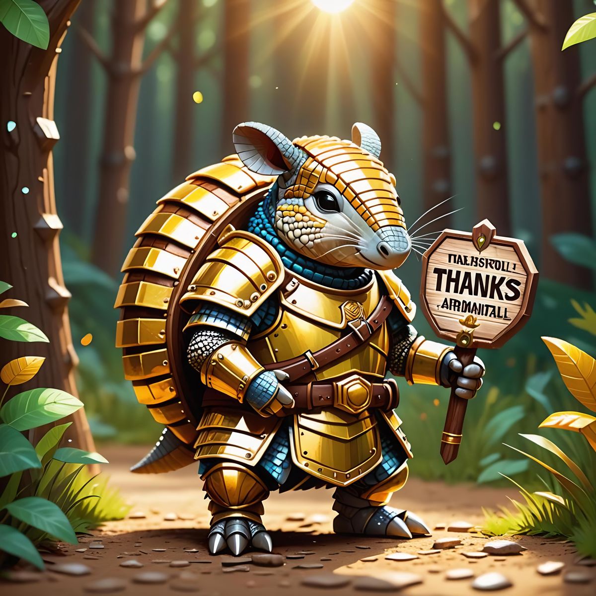 "Thank You, Human Friends!" (Armour-Dillo) - AI Generated Artwork - NightCafe Creator
