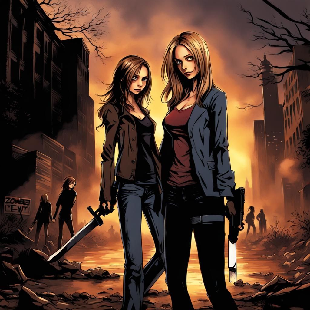 faith lehane and buffy summers in zombie apocalypse - AI Generated ...
