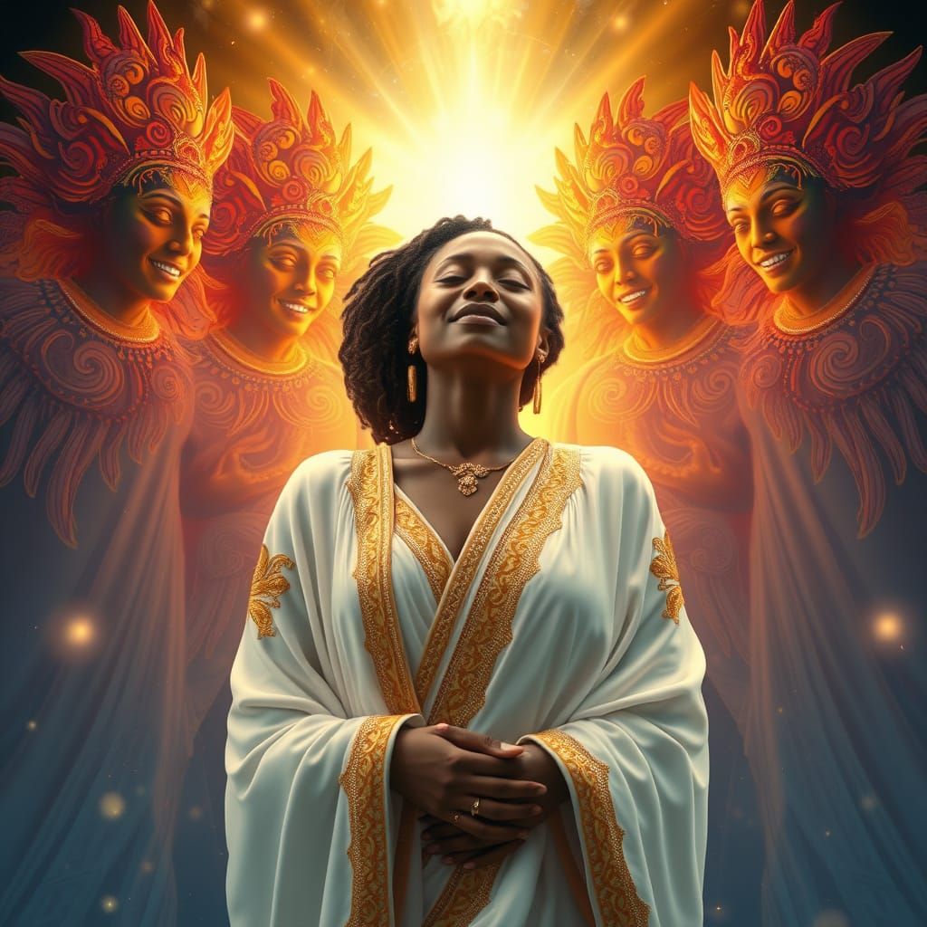 Caribbean Ancestral Welcome in Celestial Realm - AI Art