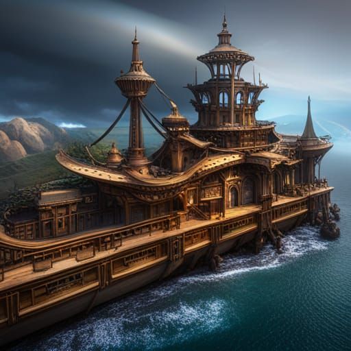 Land ship , a ship on land,amazingly hyperdetailed detailed matte ...