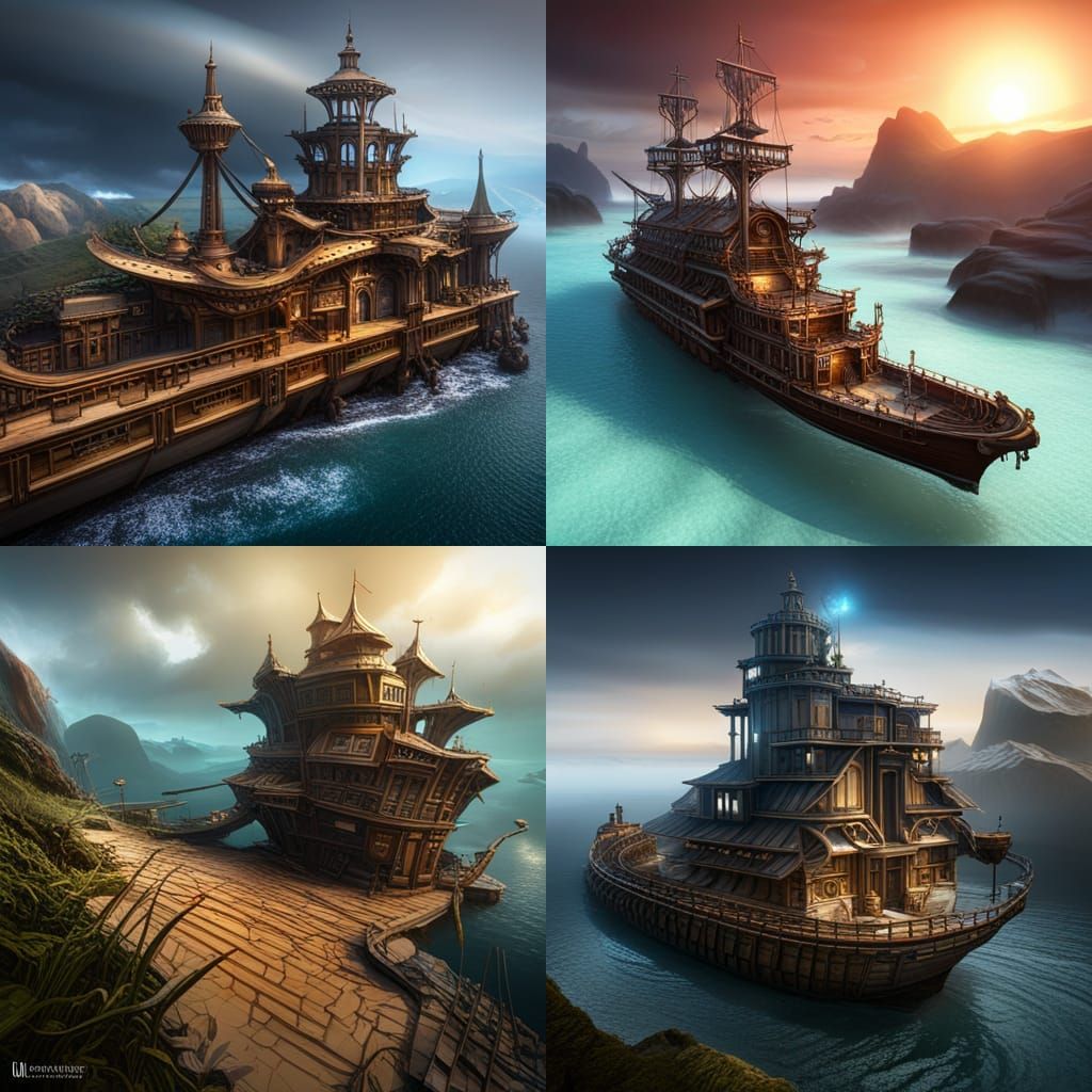 Land ship , a ship on land,amazingly hyperdetailed detailed matte ...