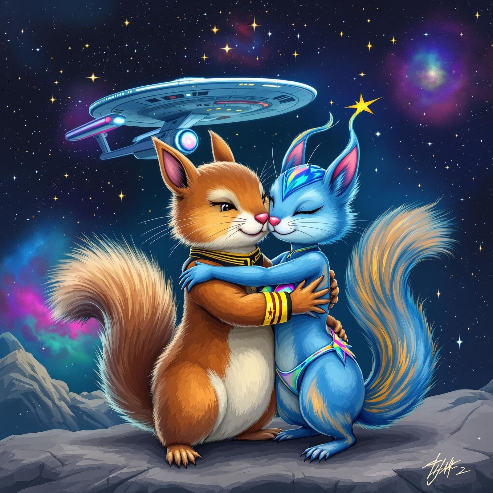 Captain Kirk Squirrel Embarks on Intergalactic Rom... - AI Art