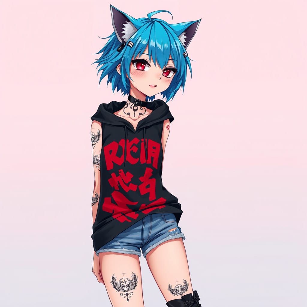 anime, 2d, high detail anime, high detail, Kemonomimi, side body view ...