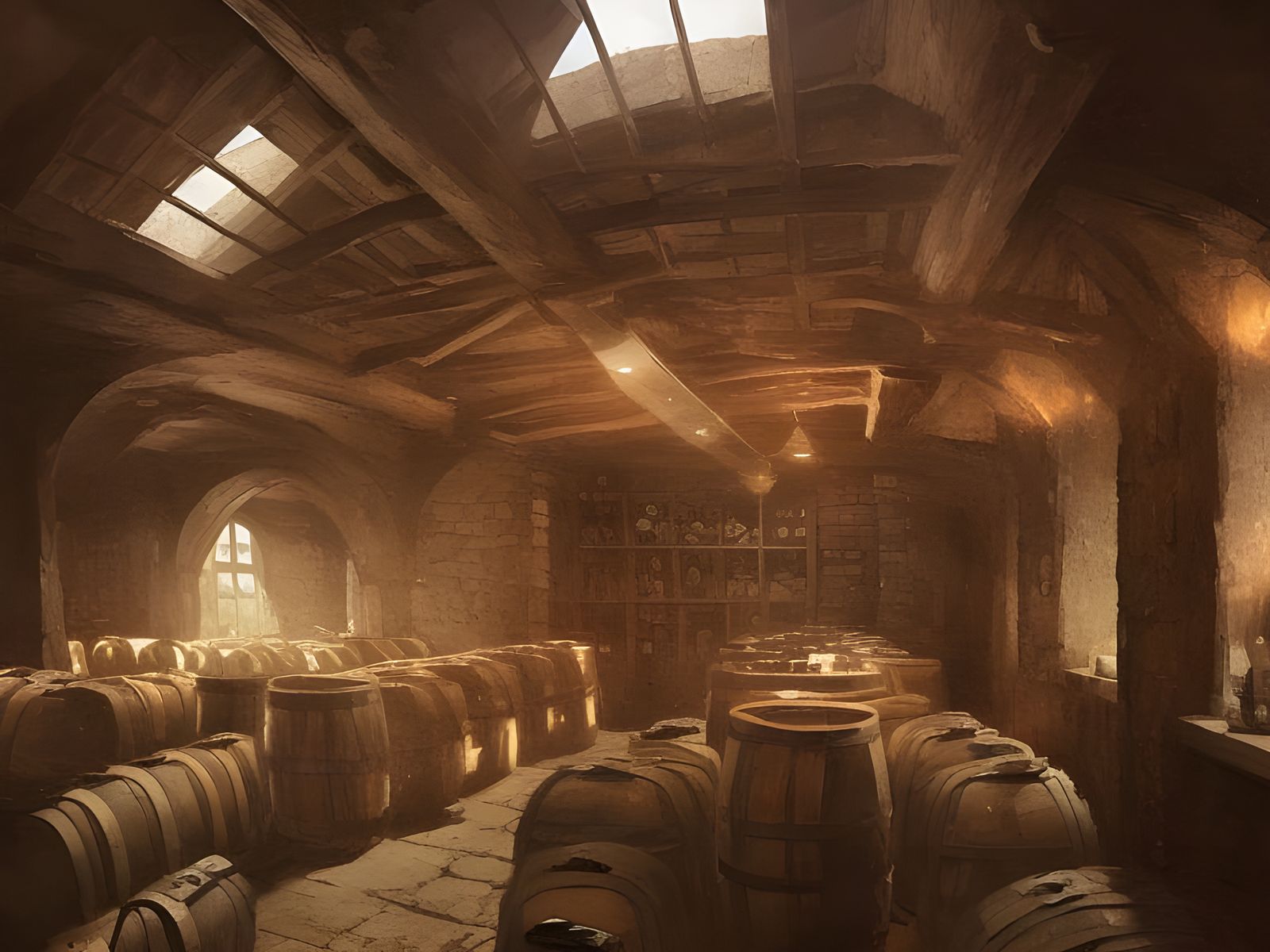 Old Medieval Tavern Wine Cellar - AI Generated Artwork - NightCafe Creator