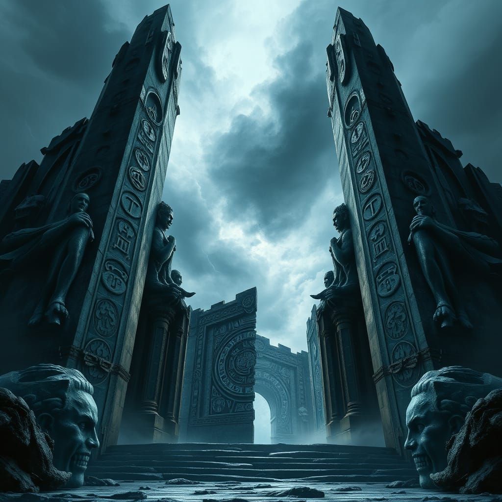 Mysterious Gates of Stormspire Castle in Dark Fant... - AI Art