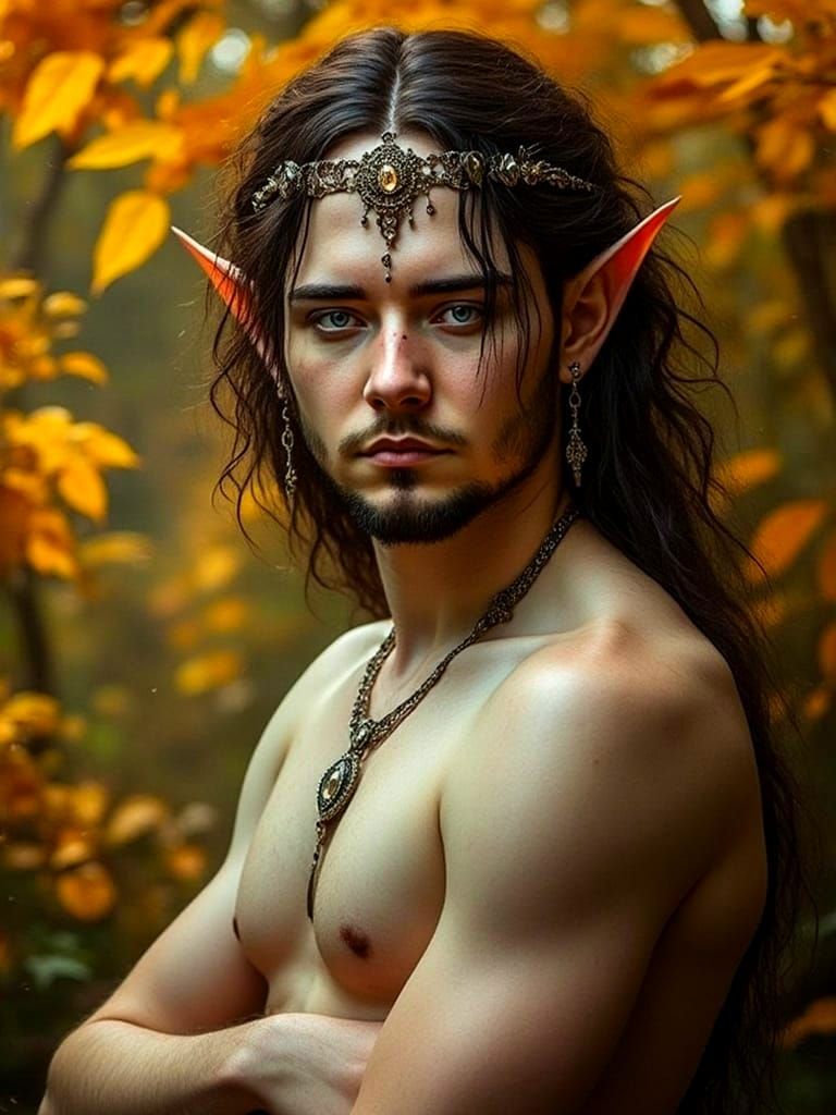 Autumnal elf - Vibrant Gothic Elf in Autumnal Splendor