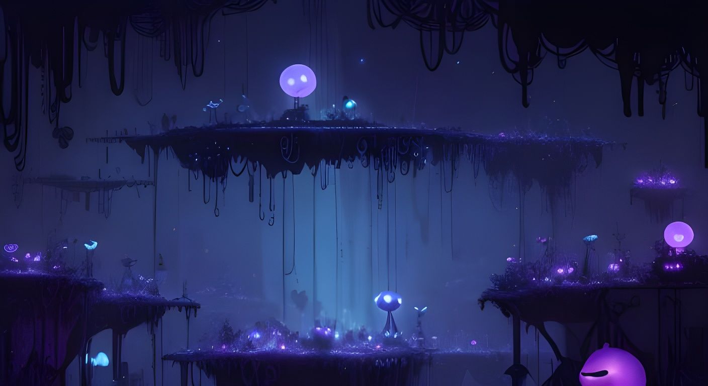 2D platformer game screenshot, crowded, packed with floating platforms ...