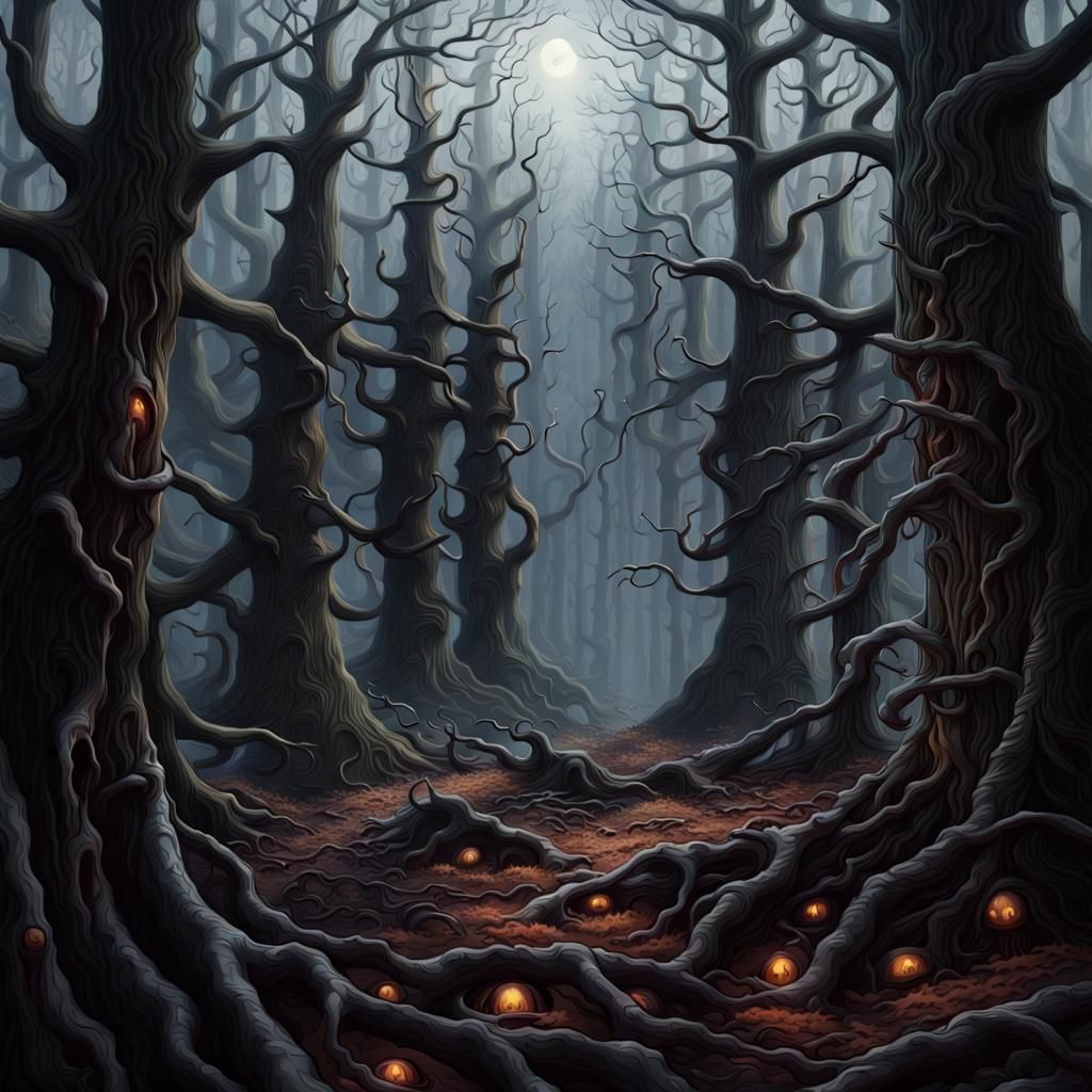 Dark and Twisted Forest - AI Generated Artwork - NightCafe Creator