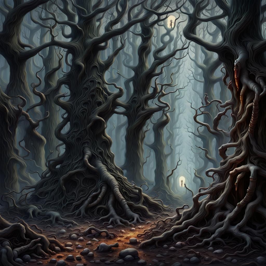 Dark and Twisted Forest - AI Generated Artwork - NightCafe Creator