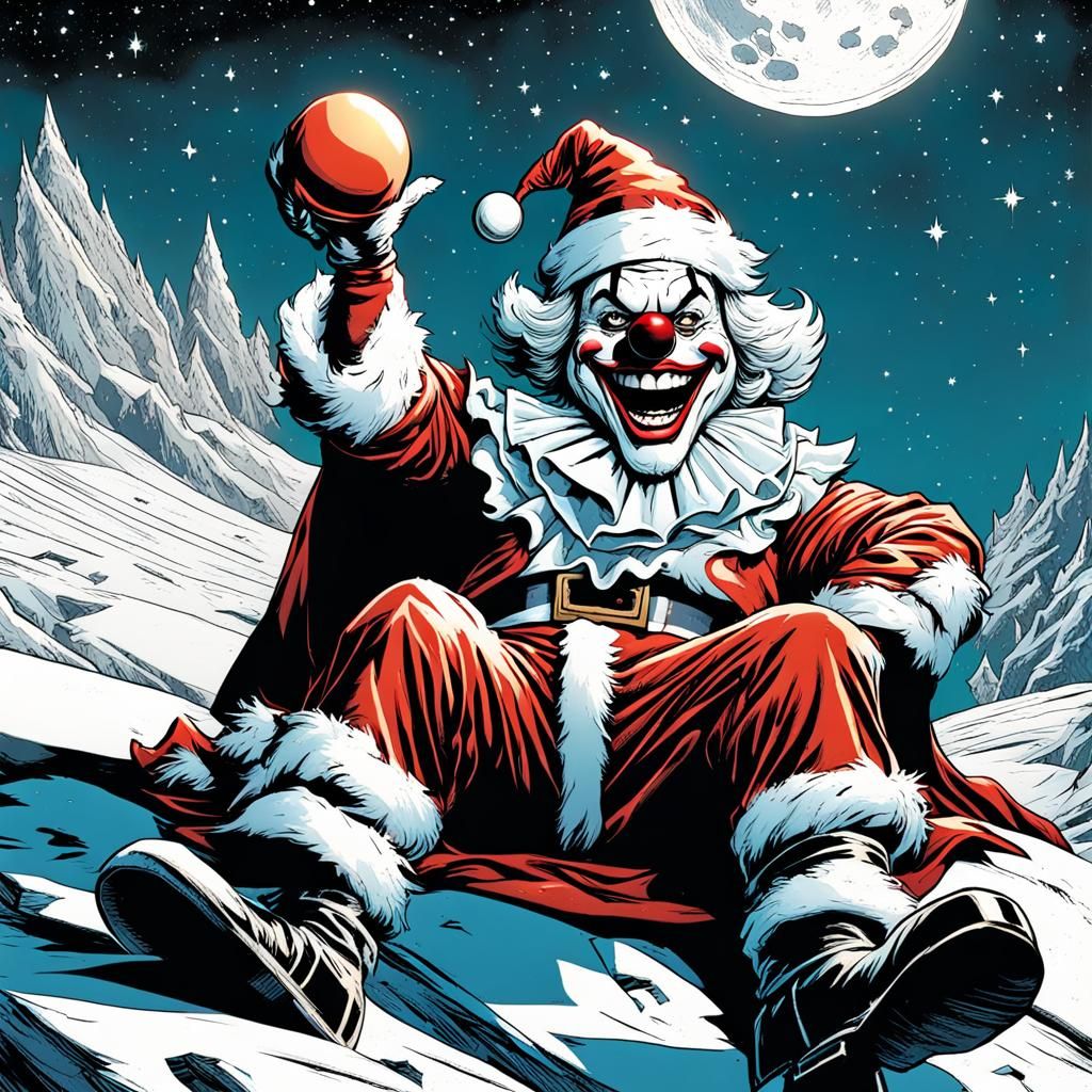 santa clown on the moon - AI Generated Artwork - NightCafe Creator