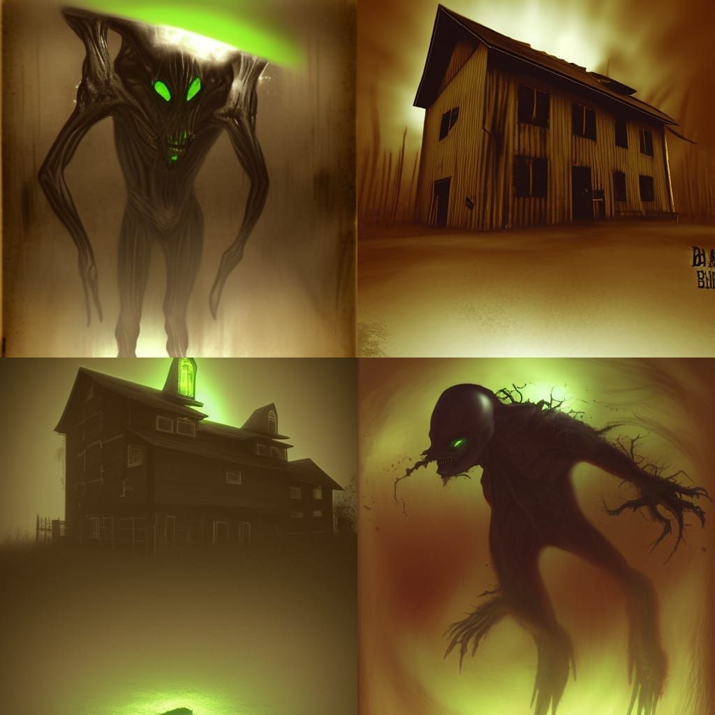 barn, alien, horror - AI Generated Artwork - NightCafe Creator