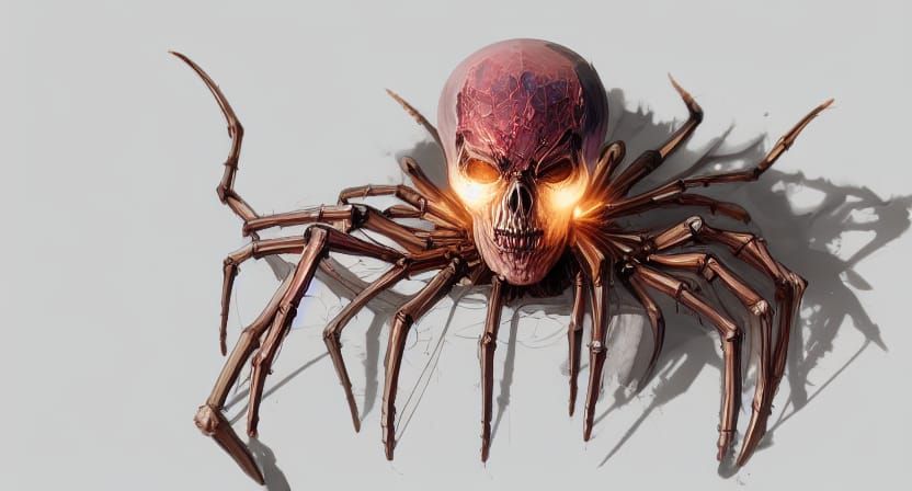 Skeletal woman's demonic spider face head and shou... - AI Art