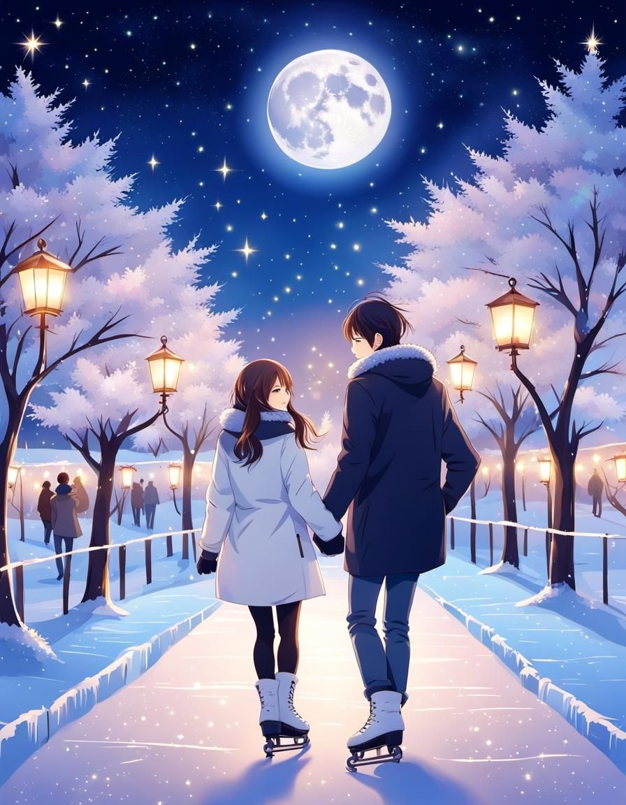 Ice skating date - AI Generated Artwork - NightCafe Creator