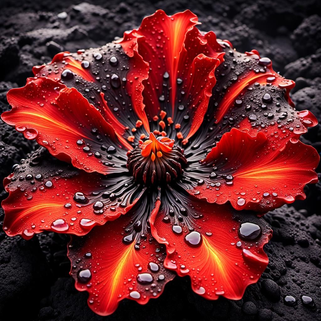 Volcano Bloom - Lava Flower with Dripping Magma: Stunning Co...