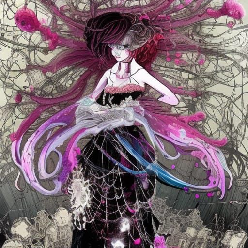 Splatterpunk anime "Mrs. Havisham" by Charles Dickens - AI Generated ...