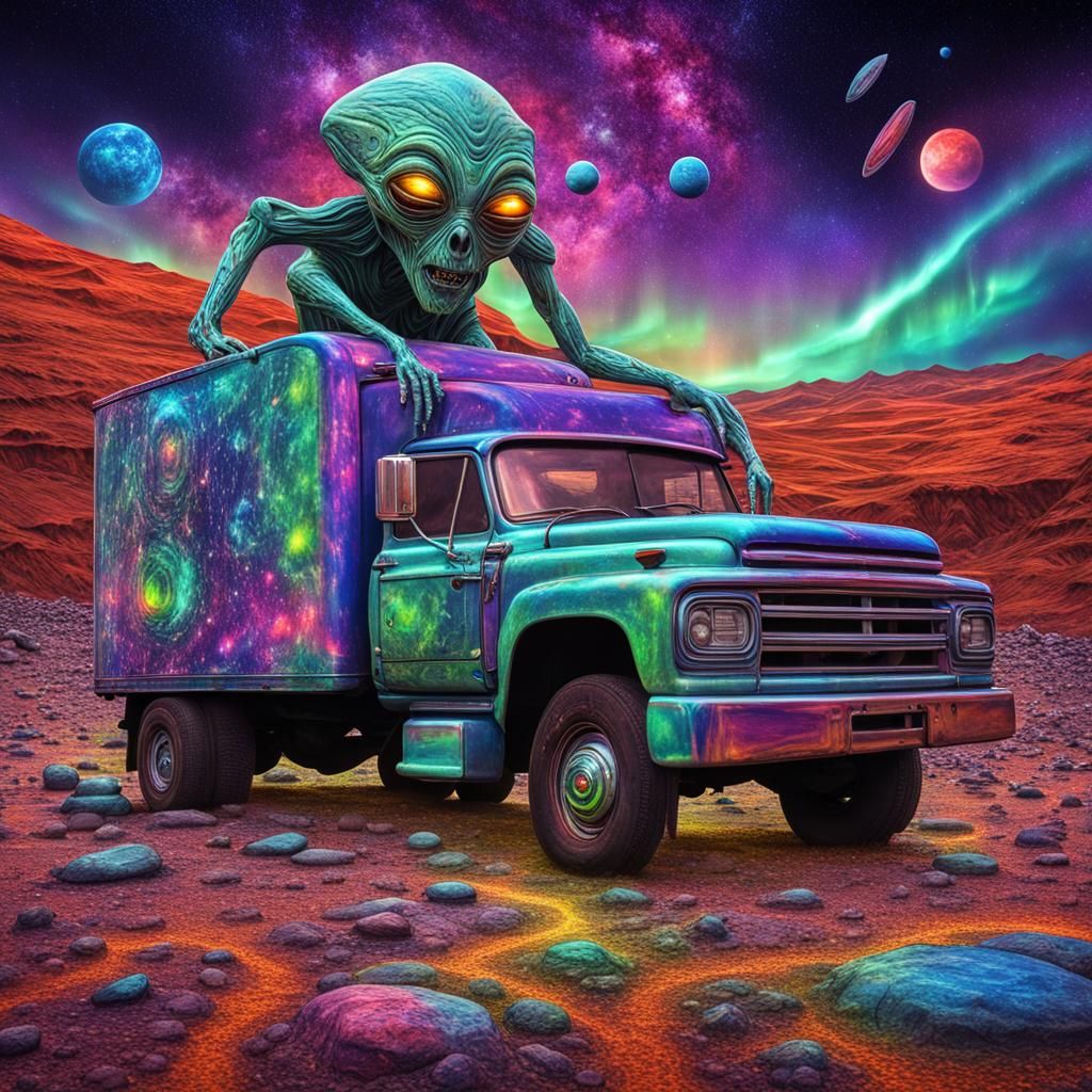 DMT Alien Greets You at an Interdimensional Liminal Truck Stop - AI ...