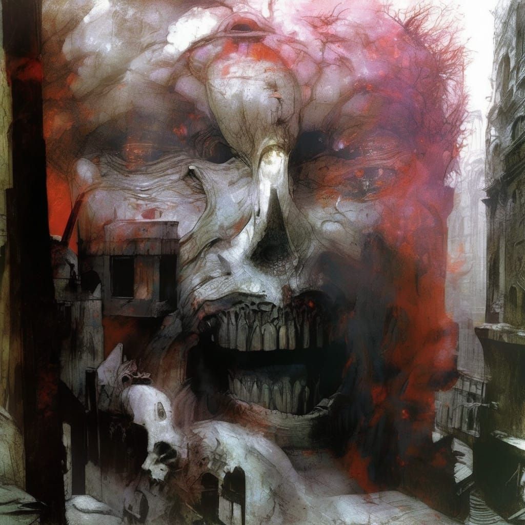 Grotesque Demon Emerges from Fiery Abyss - AI Art