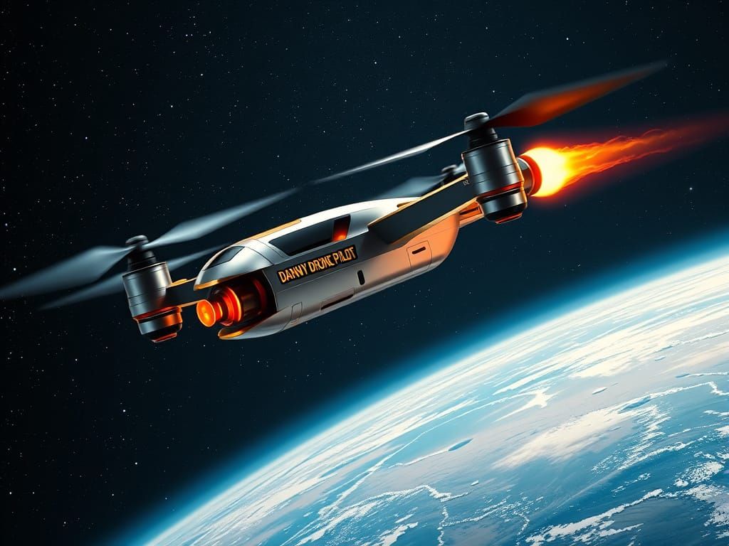 A highly detailed, realistic illustration of Danny Drone Pilot's logo ...