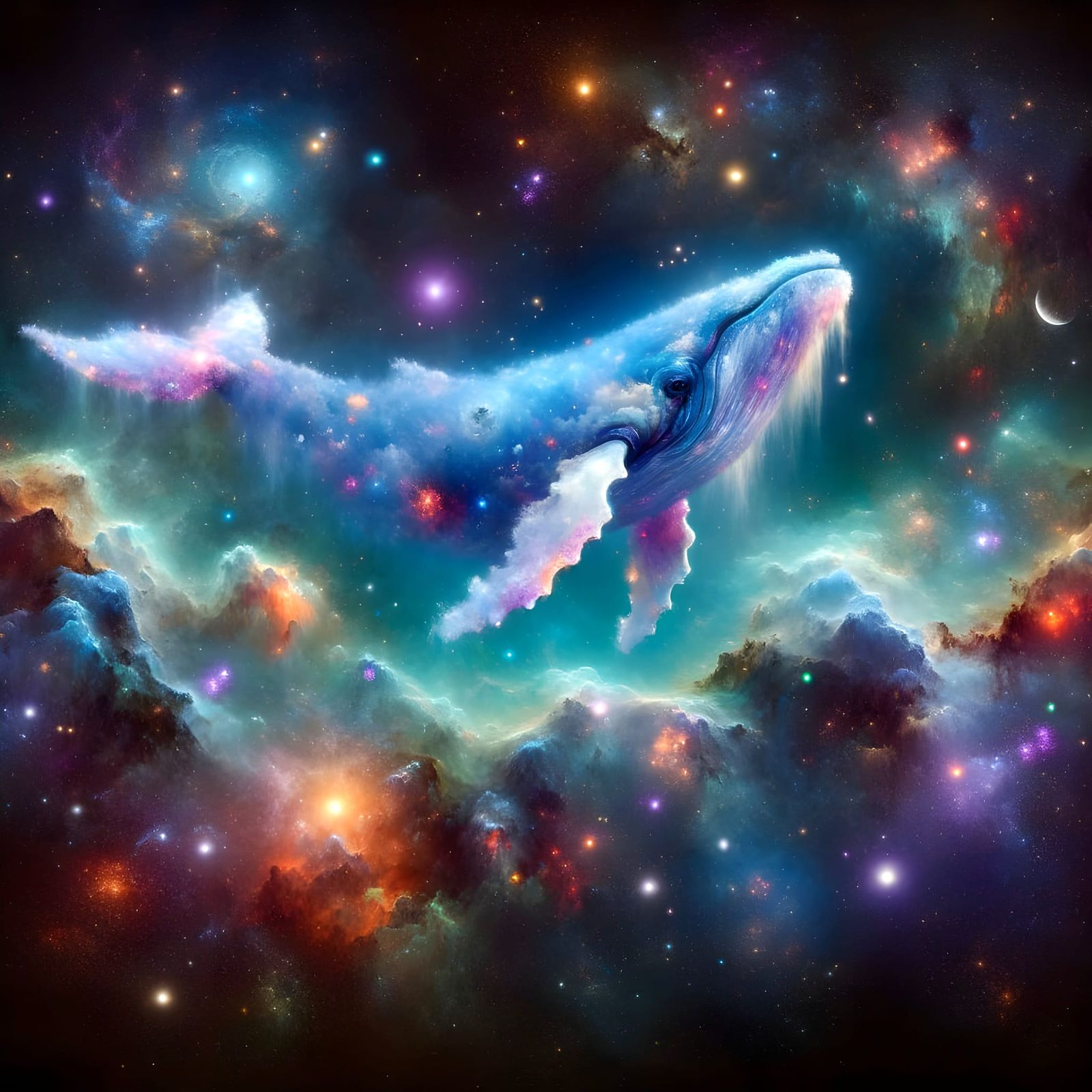 Surreal Space Whale Nebula in Vibrant Galaxies and... - AI Art