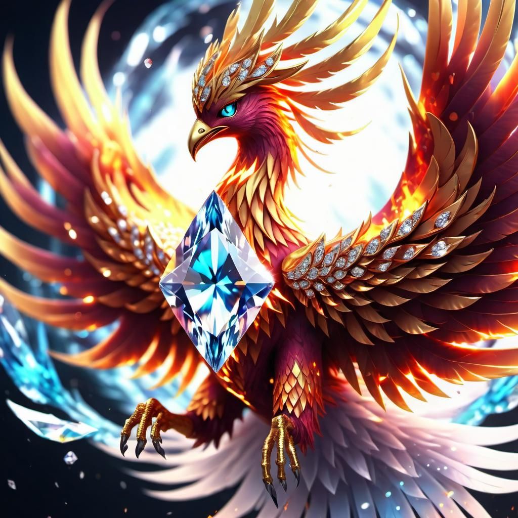 Magical Diamond Phoenix - AI Generated Artwork - NightCafe Creator