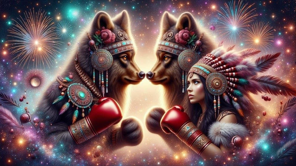 Vibrant Boxing Match of Fairy Tale Favorites - AI Art