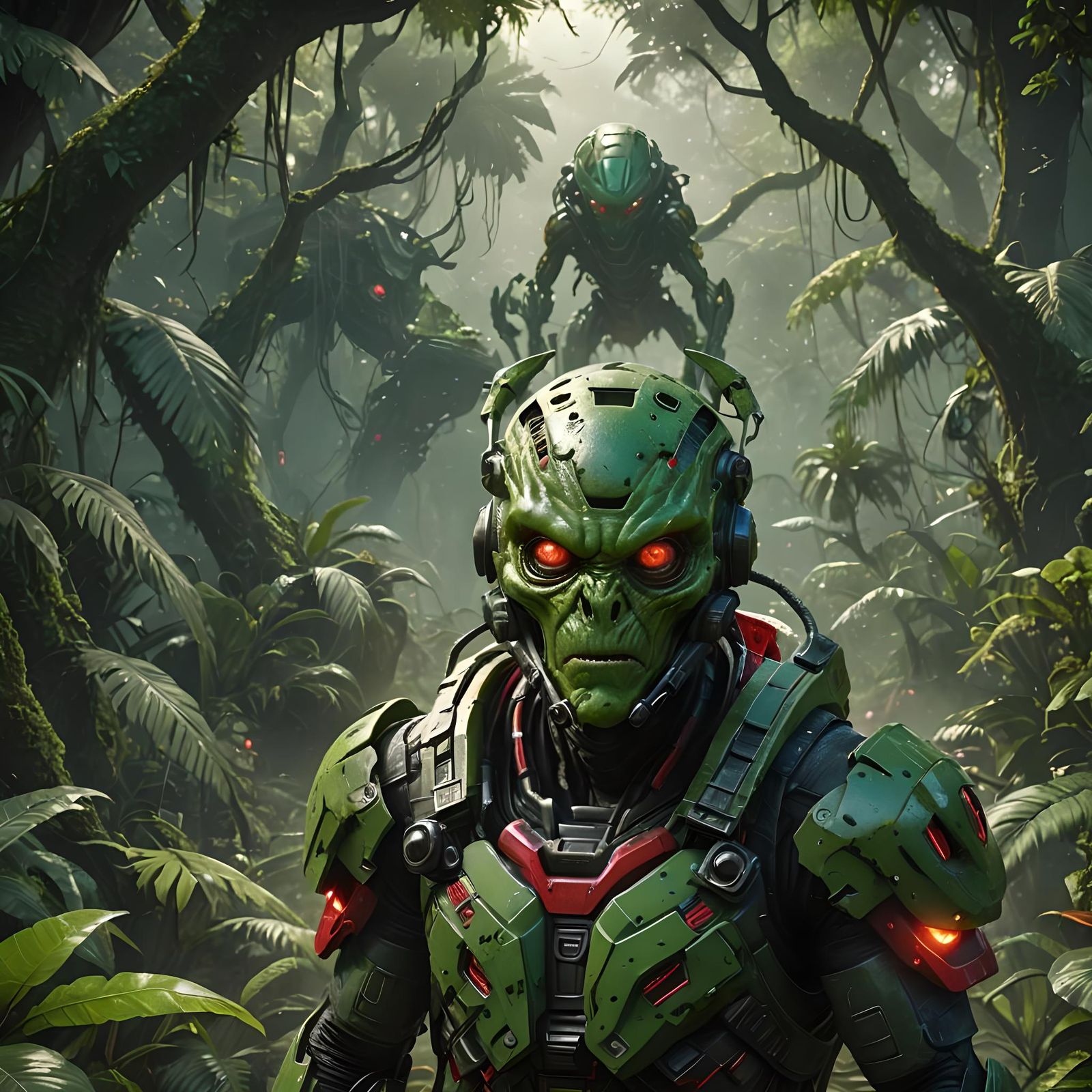 Alien in jungle. - AI Generated Artwork - NightCafe Creator