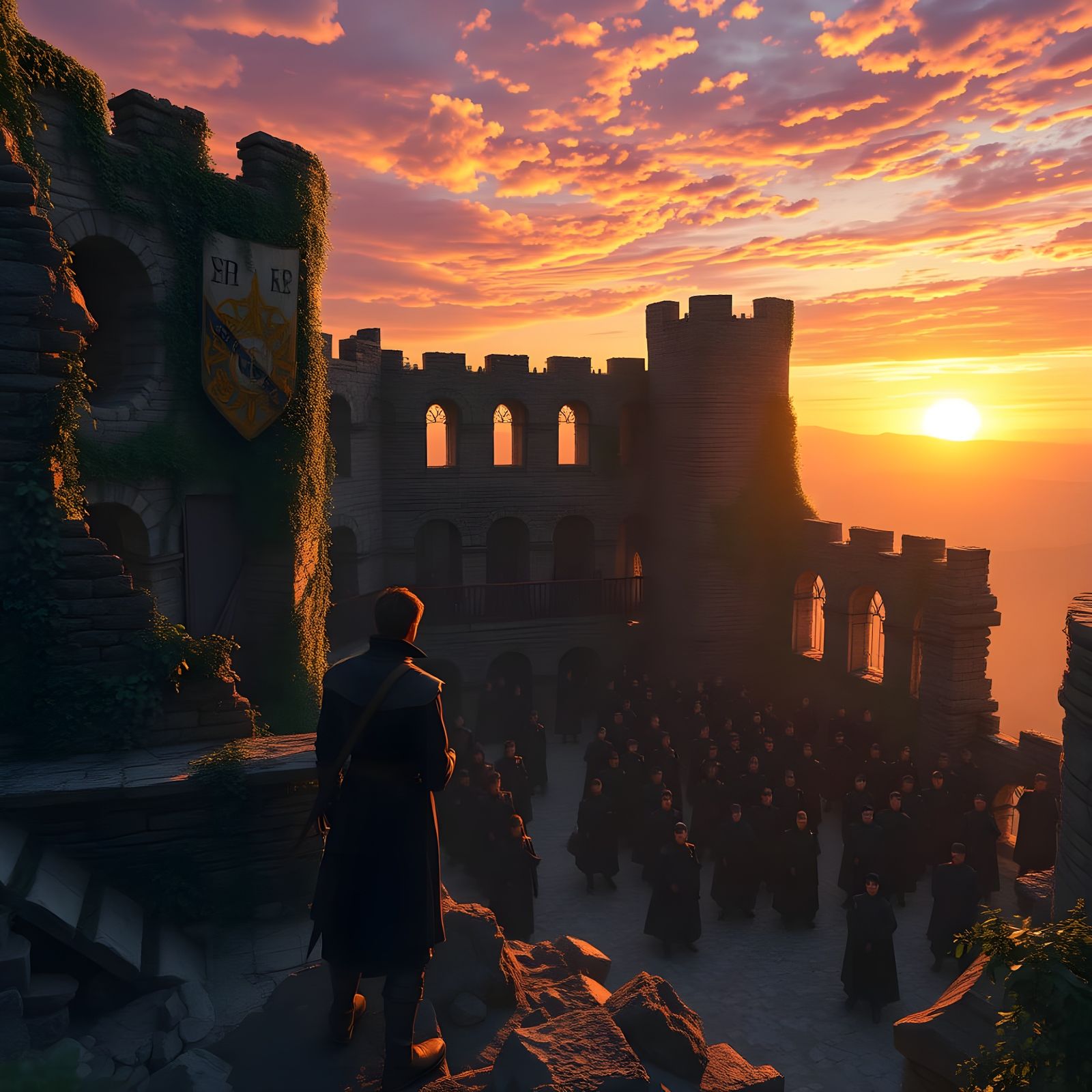 Mages Gather at Ancient Tevinter Fortress in Orlai... - AI Art