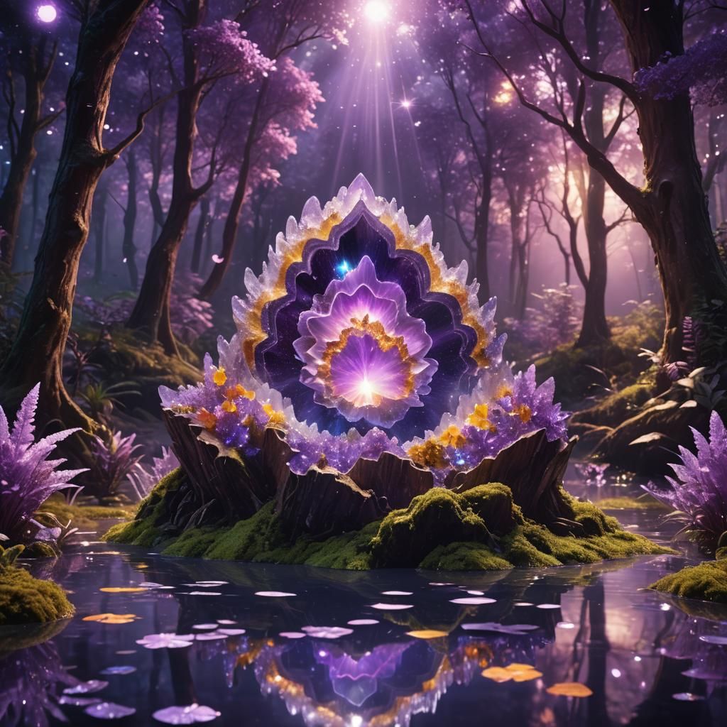 Amethyst Geode on a beautiful lake - AI Generated Artwork - NightCafe ...