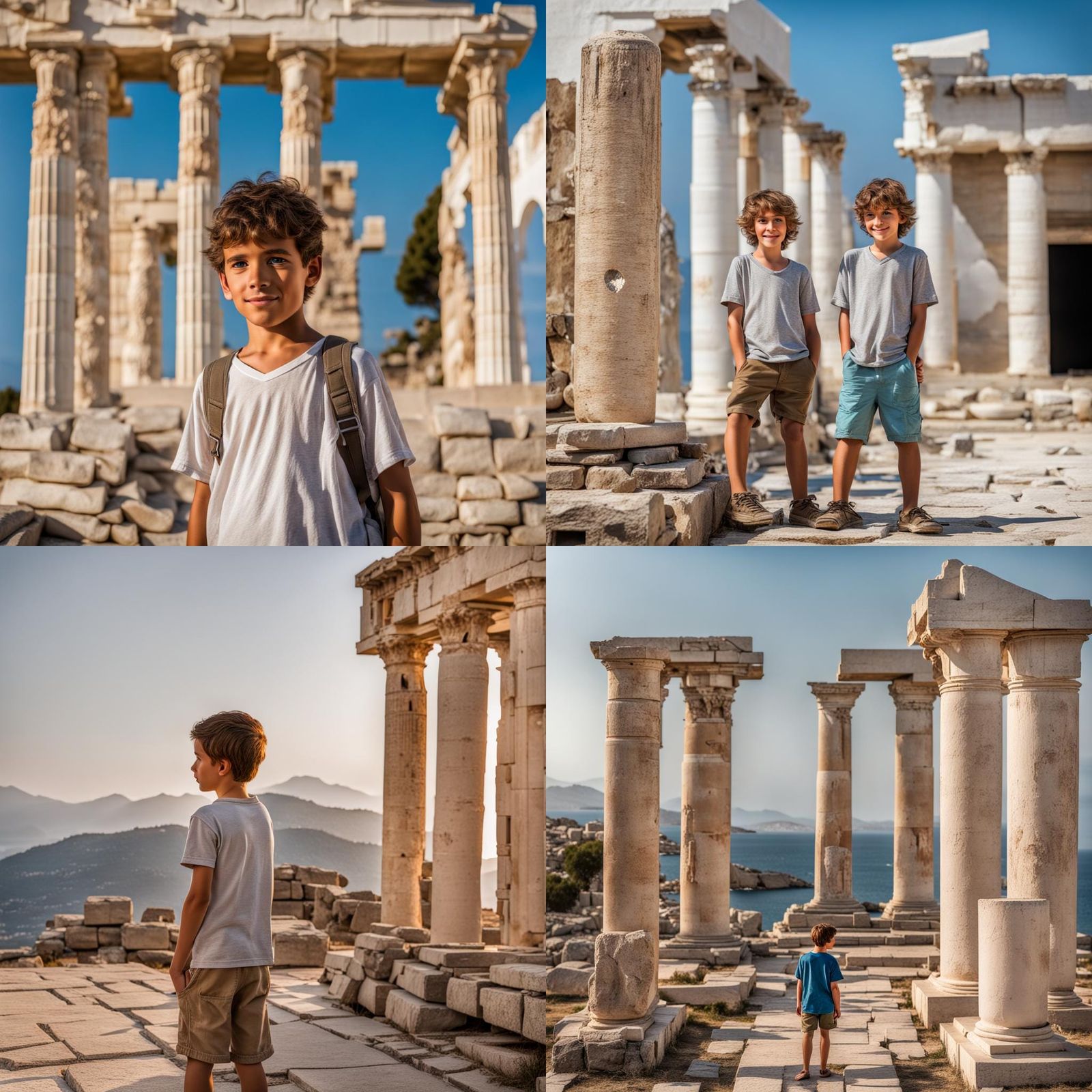 A young Greek Boy in Ancient Greece Standing next to the Temple of ...
