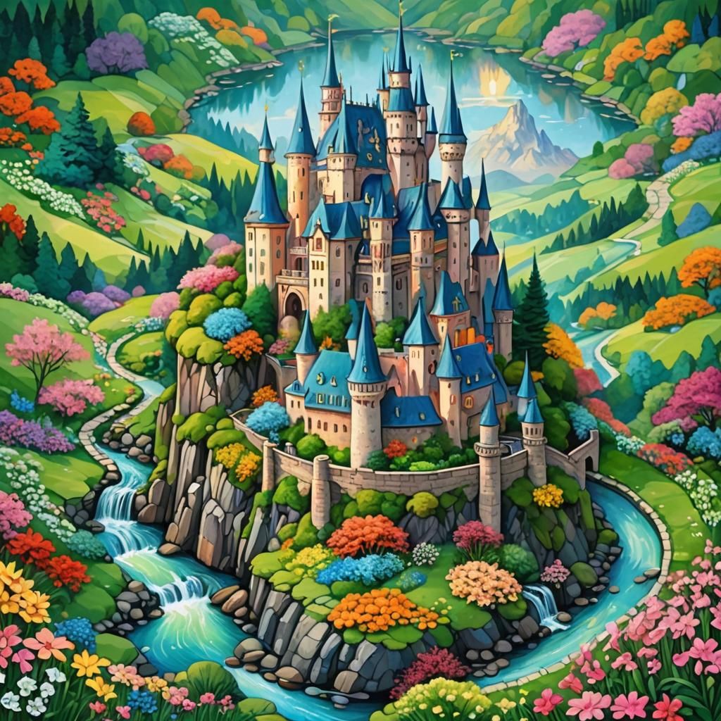 spring castle 2 - AI Generated Artwork - NightCafe Creator