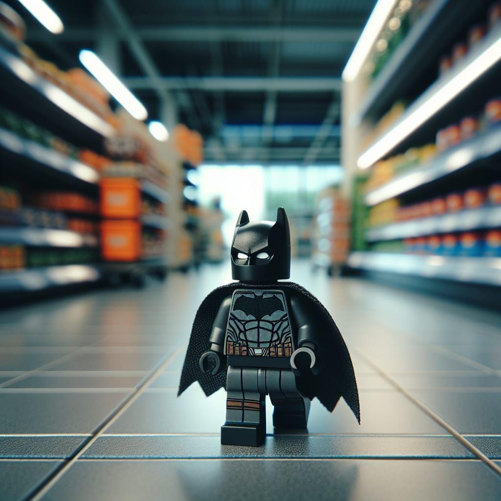 Vigilante Hero in a Modern Supermarket Scene - AI Art