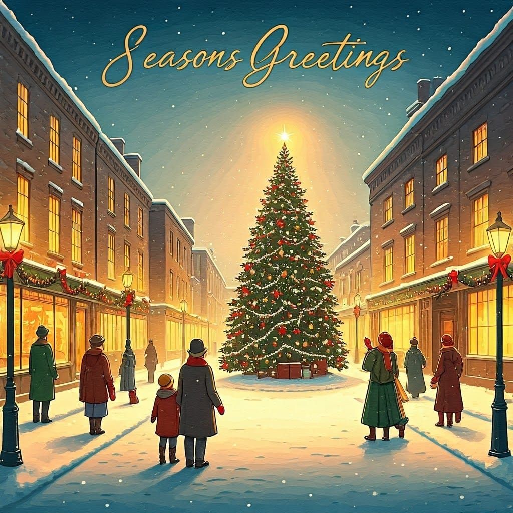 Whimsical Watercolor Christmas Scene with Victoria... - AI Art